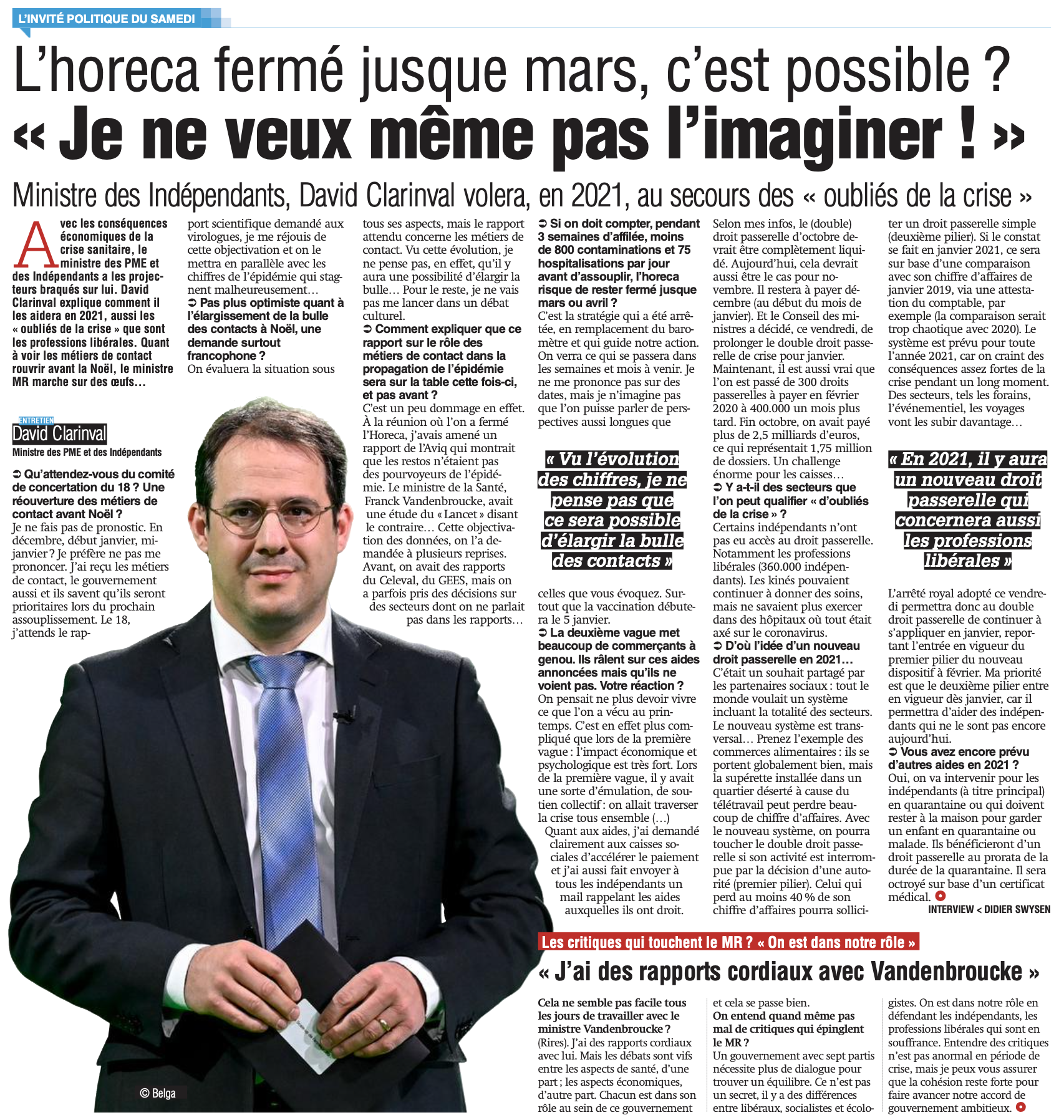 David Clarinval est l'invité du week-end